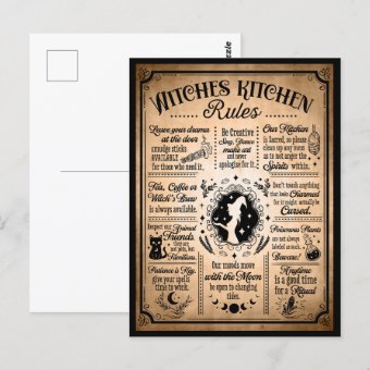Witches Kitchen Rules Vintage Halloween Postcard | Zazzle