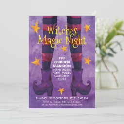 Witches Magic Night Halloween Party Invitation | Zazzle