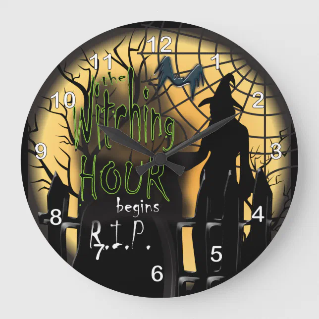 Witching Hour Begins - Halloween Large Clock | Zazzle