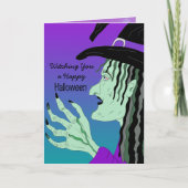 Witching you a Happy Halloween Hand Drawn Witch Card | Zazzle