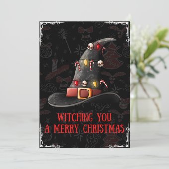 Witching You A Merry Christmas Witch Hat Card | Zazzle