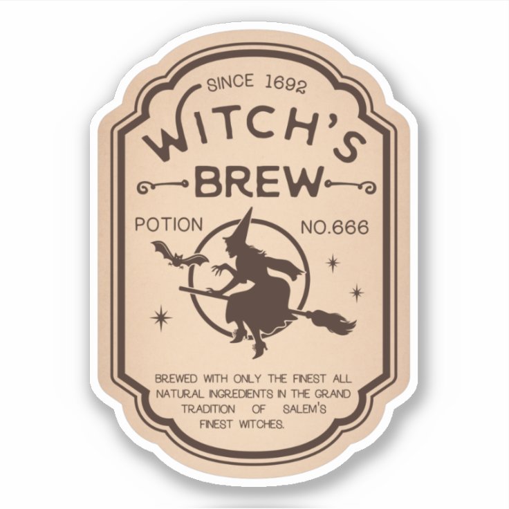 Witchs Brew Potion Vintage Label Sticker | Zazzle