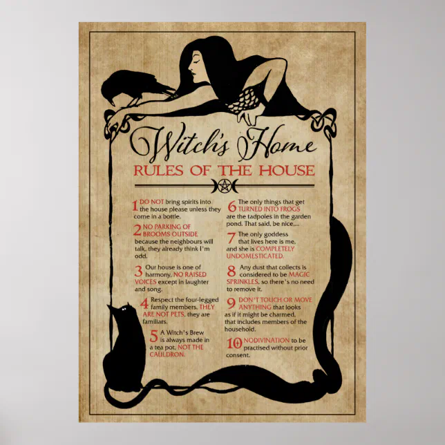 Witch's Home Rules Of The House Poster | Zazzle