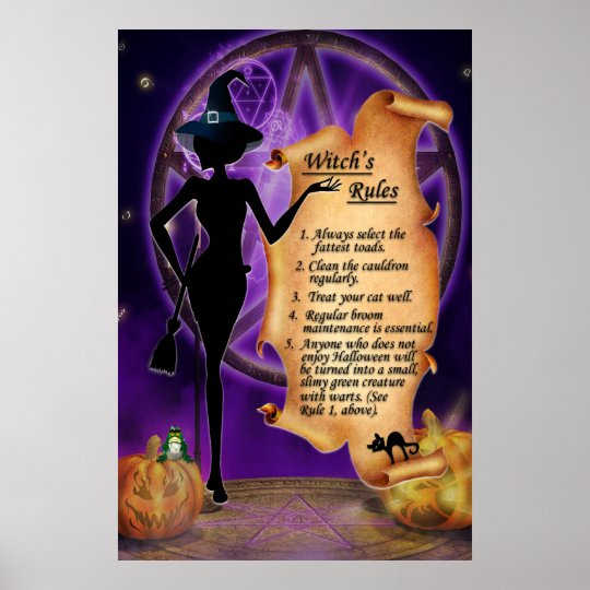 Witch's Rules Halloween Poster | Zazzle.com