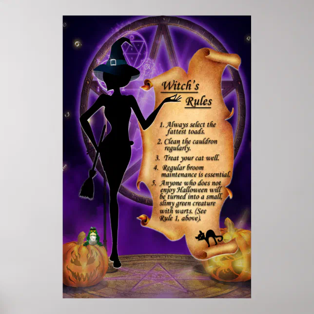 Witch's Rules Halloween Poster | Zazzle