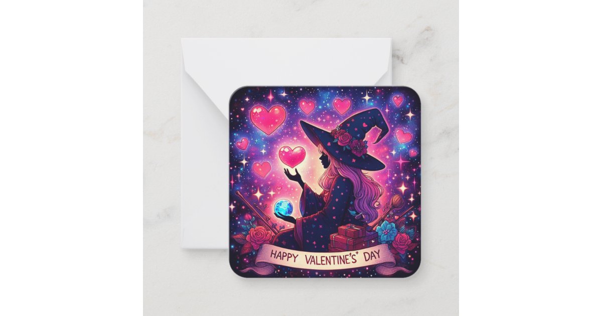 Witchy Heart Love Valentines Day Magical Cards | Zazzle