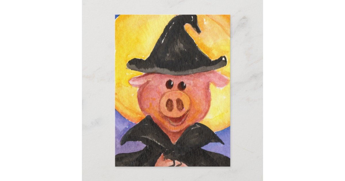 Witchy Pig Postcard | Zazzle