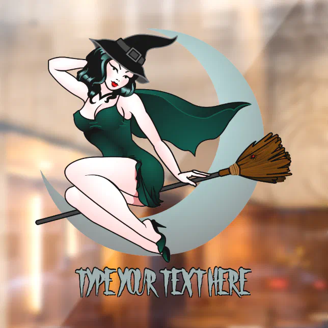 Witchy Pinup Girl Decals Custom Pinup Window Decal | Zazzle