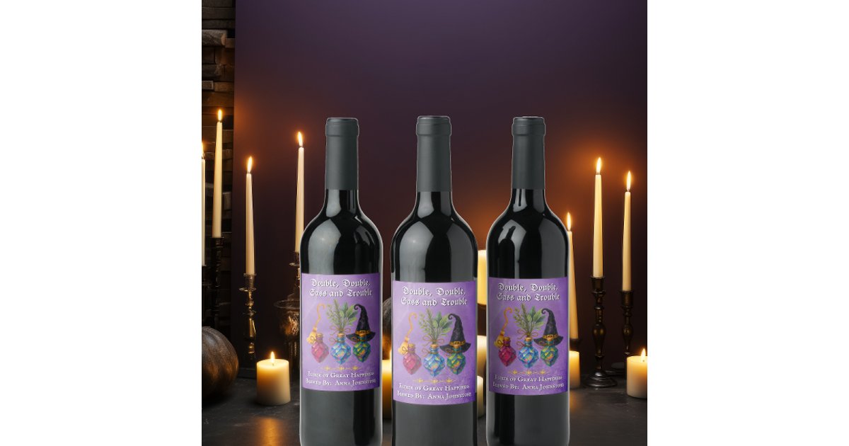 Witchy Potion Cocktail Party Wine Label | Zazzle
