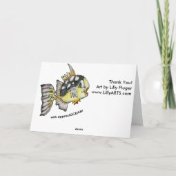 With appreciOCEAN cartoon fish thank you card | Zazzle