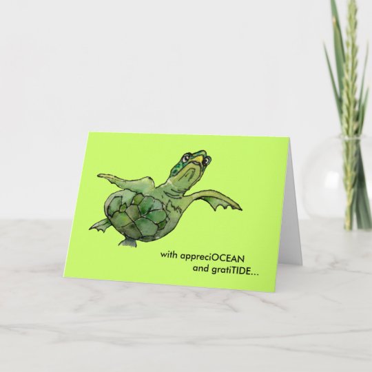 With appreciOCEAN green sea turtle thank you card | Zazzle.com