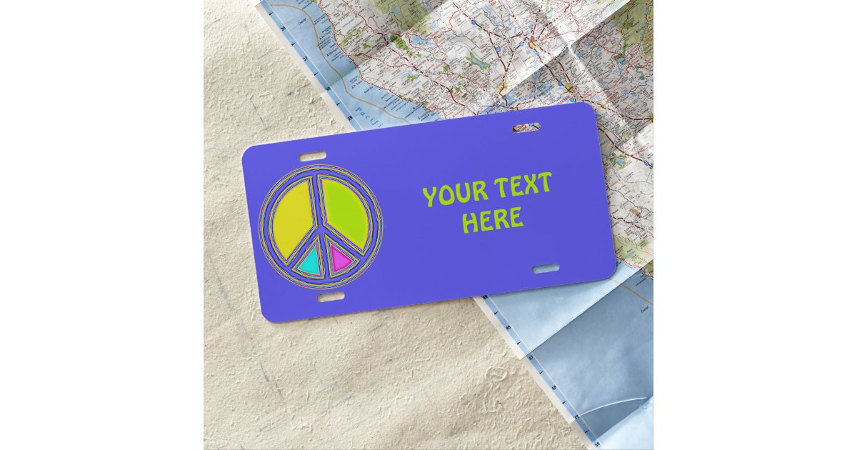 With Colors Filled PEACE Sign 1 License Plate | Zazzle
