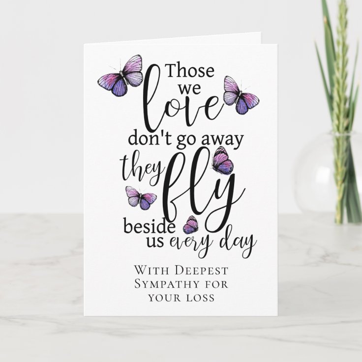 With Deepest Sympathy Butterfly Quote Card | Zazzle