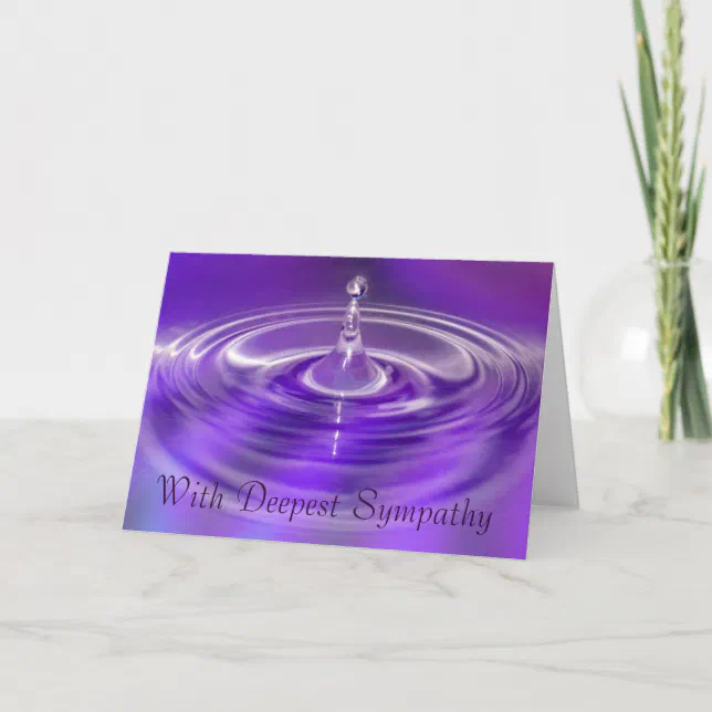 With Deepest Sympathy Card - Purple Water Drop | Zazzle