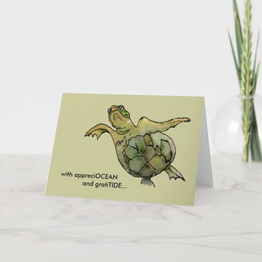 With GratiTIDE tan green sea turtle thank you card | Zazzle.com
