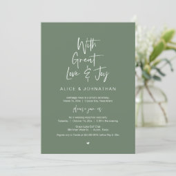 With Great Love and Joy, Wedding Elopement Dinner Invitation | Zazzle