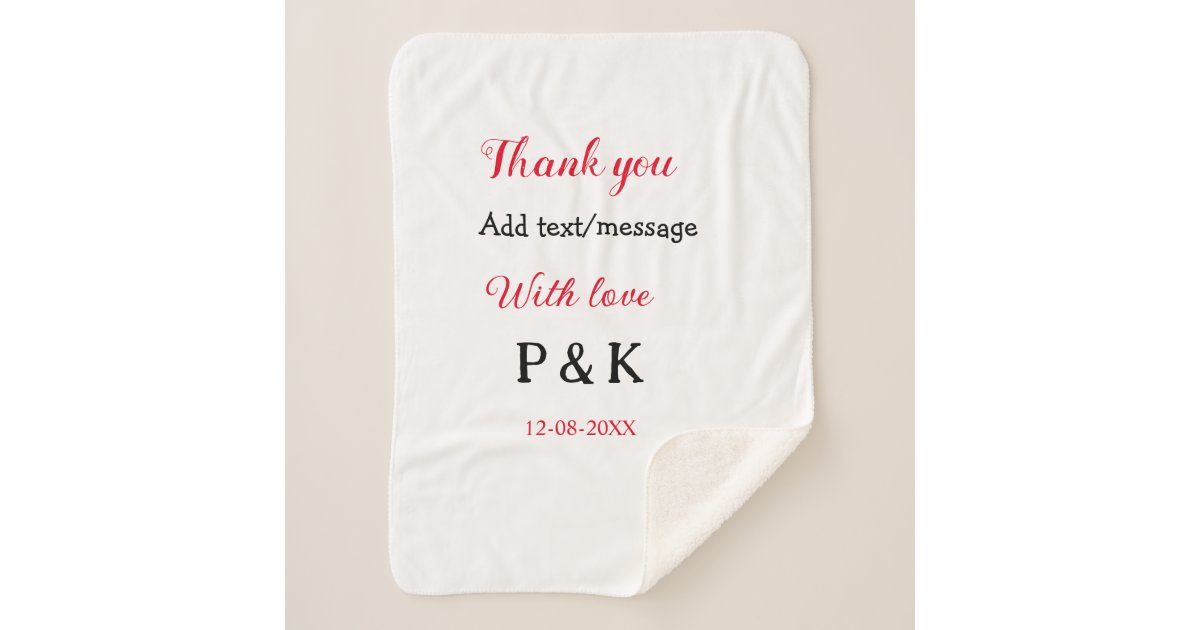 With love add couple name letter thank you add dat sherpa blanket | Zazzle