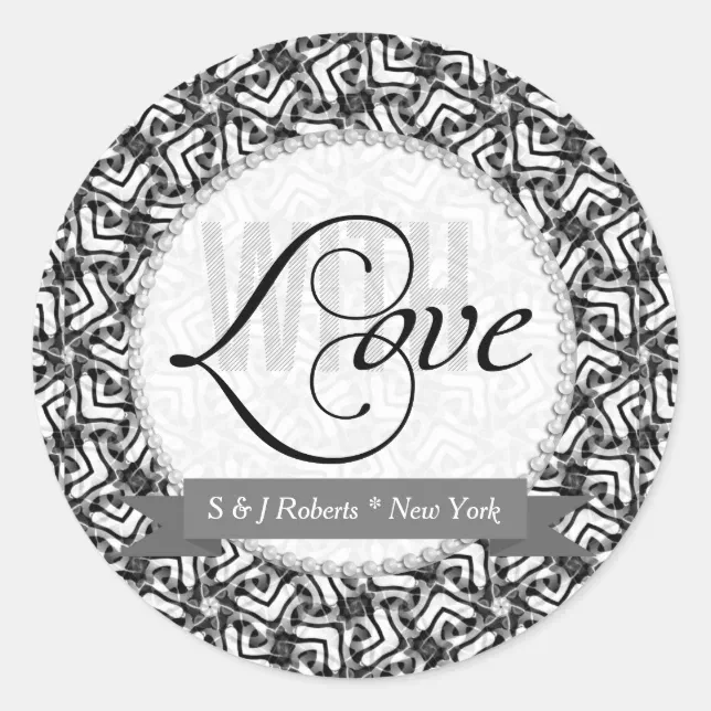 WITH LOVE Black+White Stickers | Zazzle