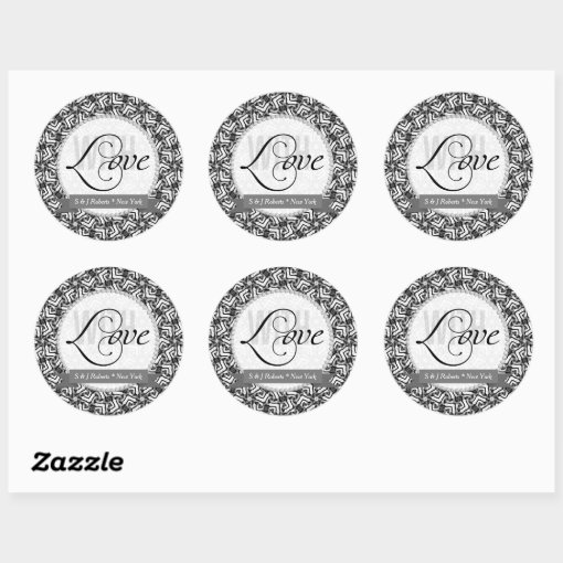 WITH LOVE Black+White Stickers | Zazzle