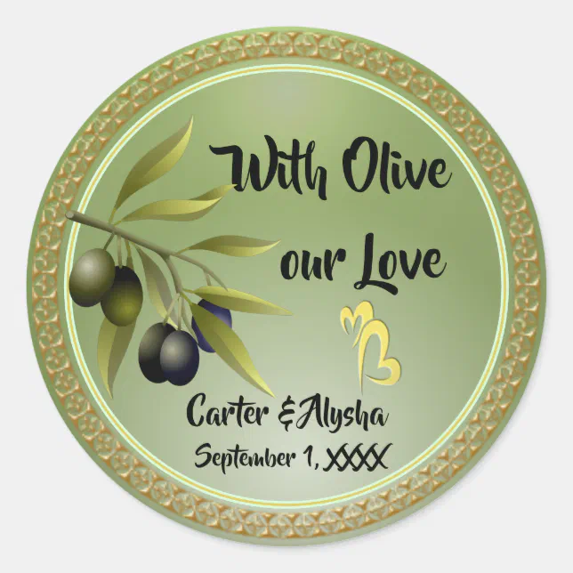 With Olive our Love Personalized Classic Round Sticker | Zazzle
