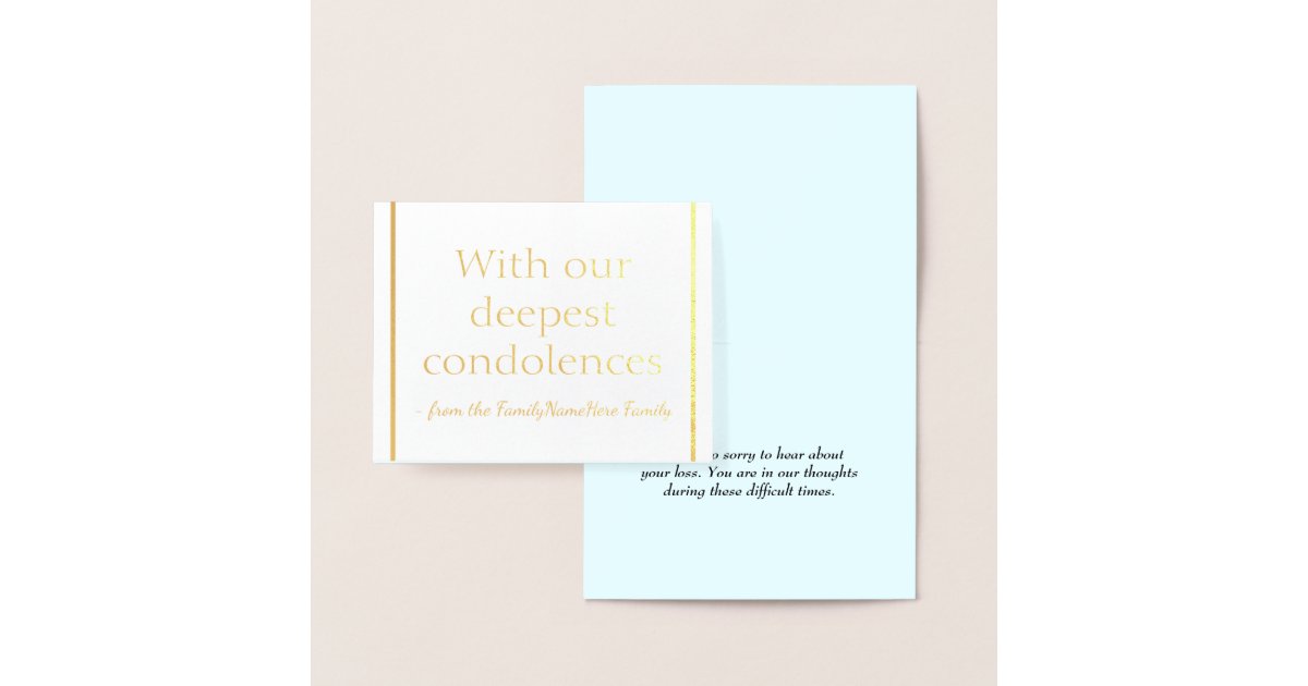 "With our deepest condolences" Sympathy Card | Zazzle