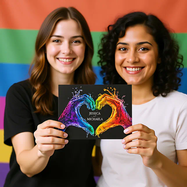 ️ With photo LGBTQ Heart of Pride wedding Invitation | Zazzle