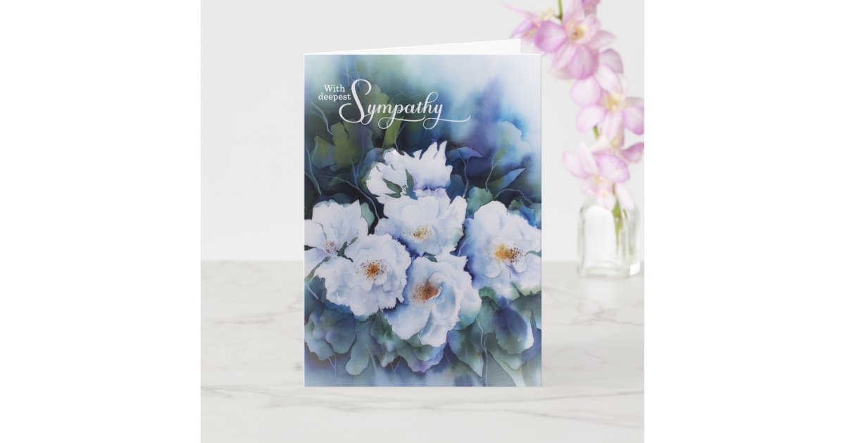 With Sympathy Blue Floral Condolences Card | Zazzle