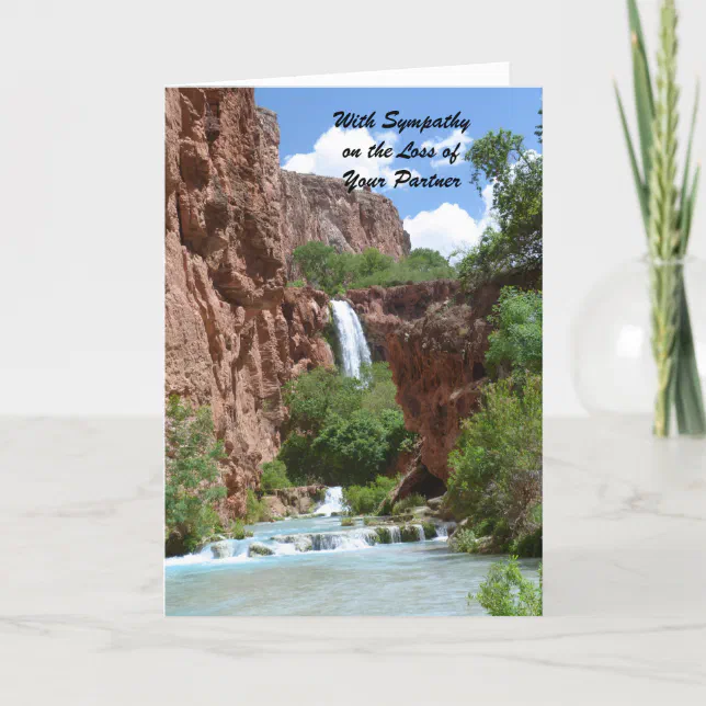 With Sympathy Loss of Partner Waterfall Cliff Note Card | Zazzle