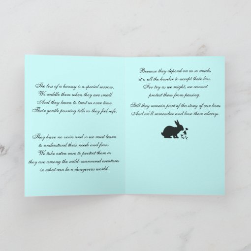 With Sympathy Loss of Your Bunny with Poem Card | Zazzle