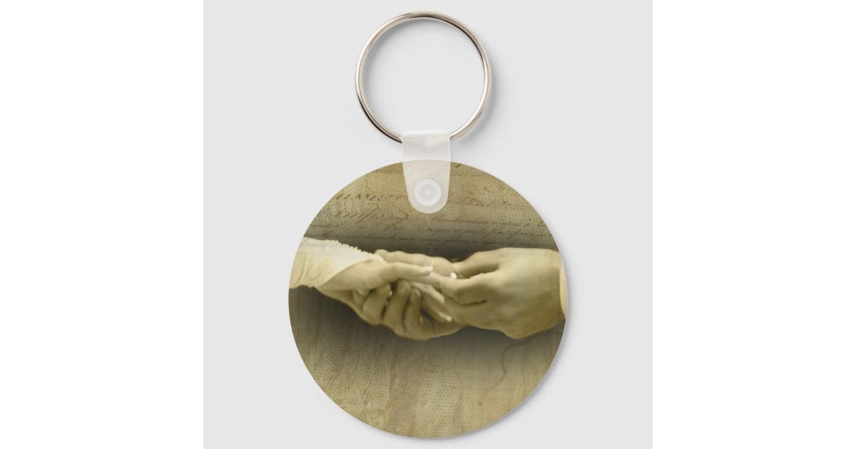 With this Ring, Romantic Vintage Wedding Love Keychain | Zazzle