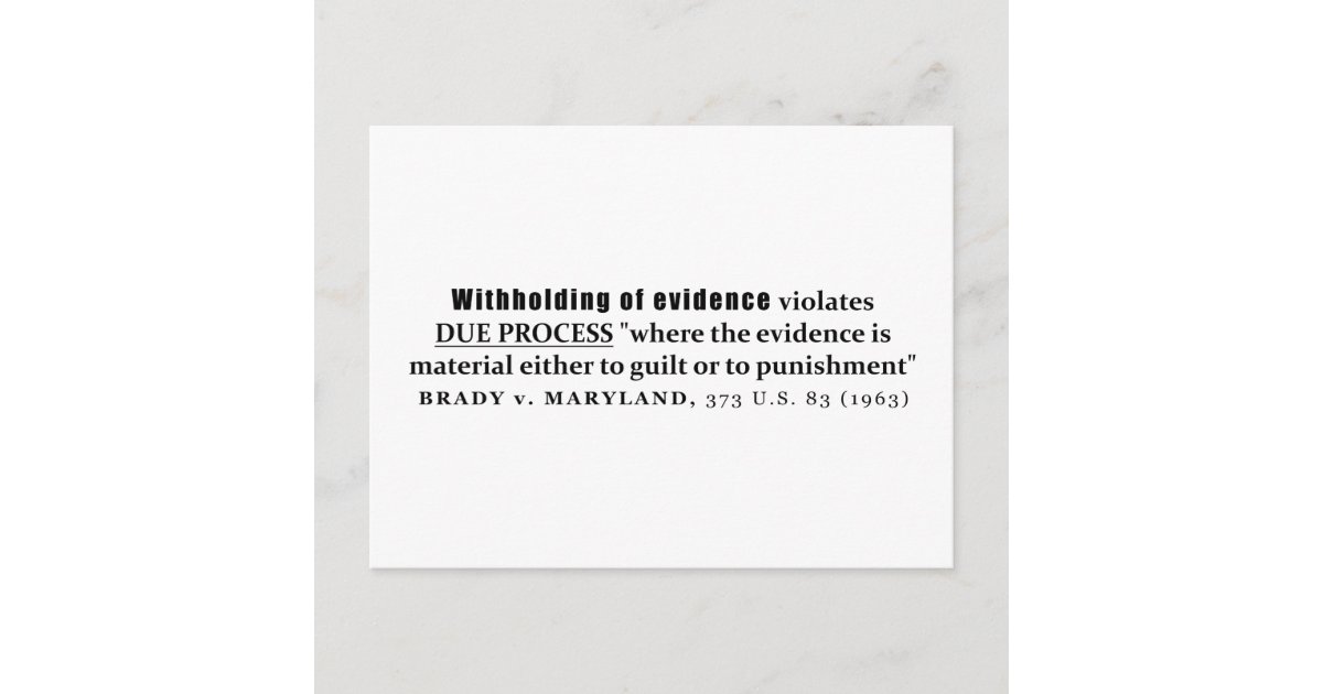 Withholding of Evidence Brady v Maryland Case law Postcard | Zazzle