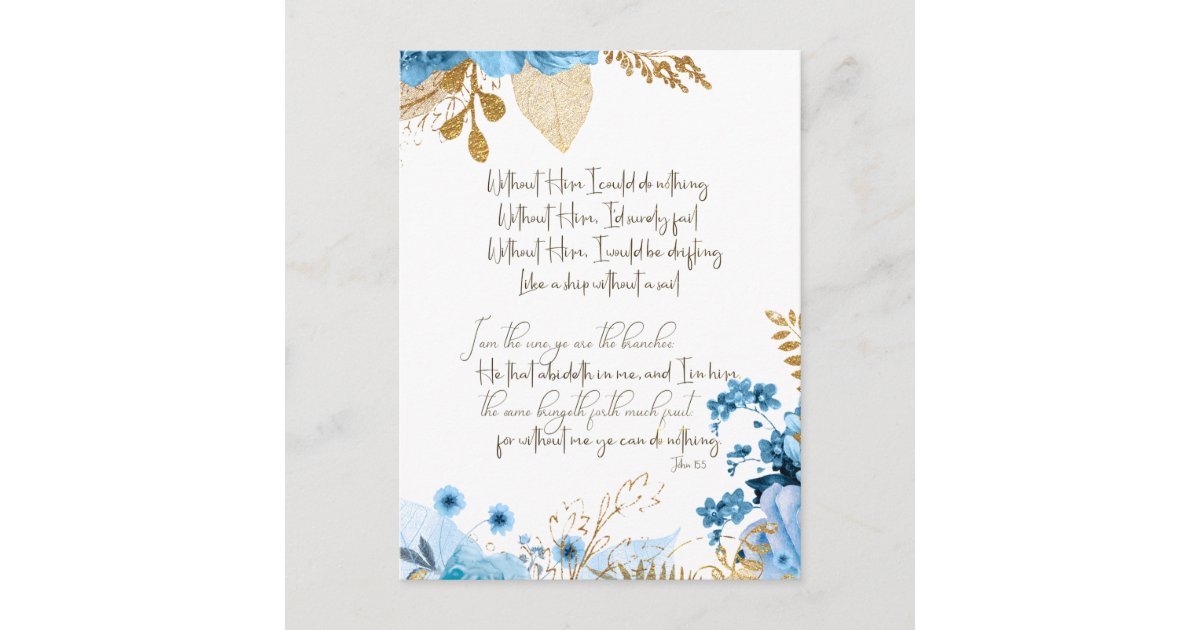 Without Him Hymn and Bible Verse Postcard | Zazzle