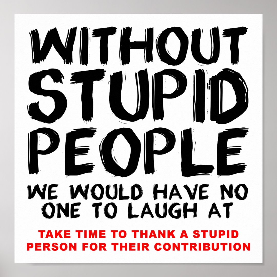 Without Stupid People Funny Poster | Zazzle