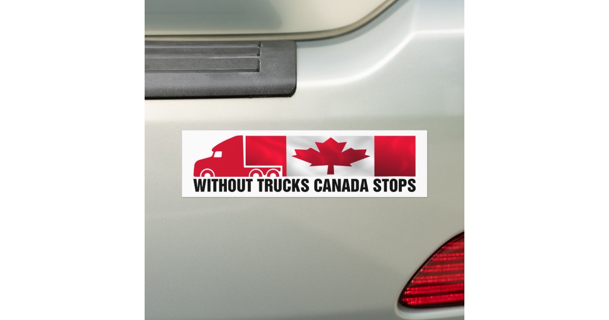 Without Trucks Canada Stops Truck & Canadian Flag Bumper Sticker | Zazzle