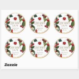 Witty Logo Design Elegant Cherry Jam Preserves Classic Round Sticker ...