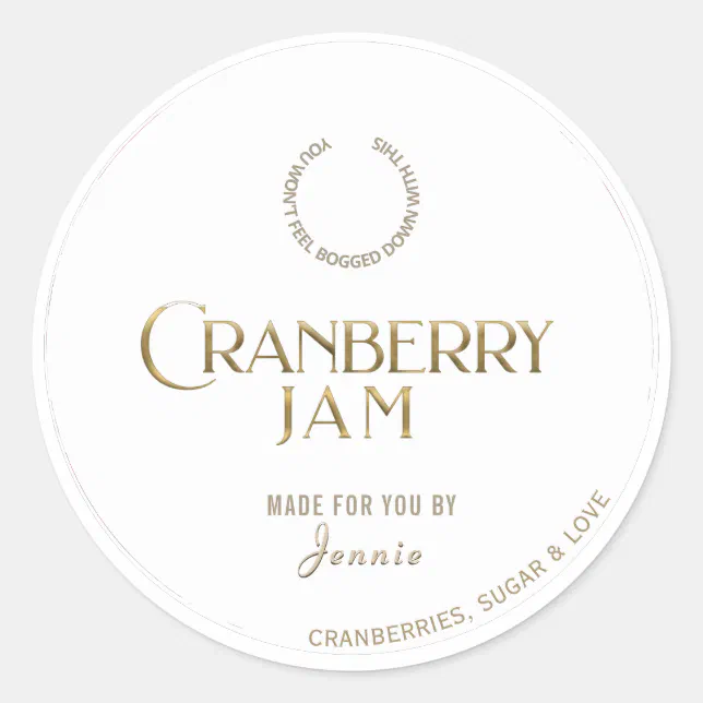 Witty Logo Design Elegant Cranberry Jam Preserves Classic Round Sticker ...