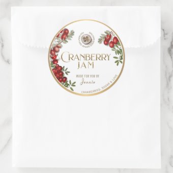 Witty Logo Design Elegant Cranberry Jam Preserves Classic Round Sticker ...