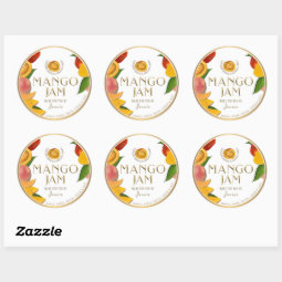 Witty Logo Design Elegant Mango Jam Preserves Classic Round Sticker ...