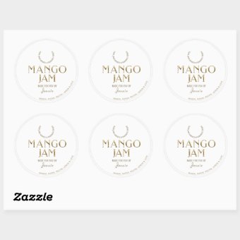 Witty Logo Design Elegant Mango Jam Preserves Classic Round Sticker ...