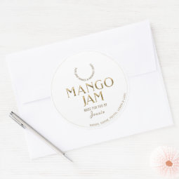 Witty Logo Design Elegant Mango Jam Preserves Classic Round Sticker ...