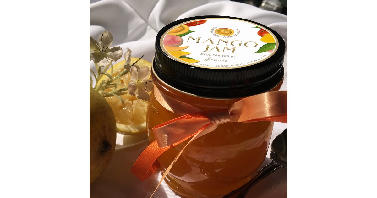 Witty Logo Design Elegant Mango Jam Preserves Classic Round Sticker ...