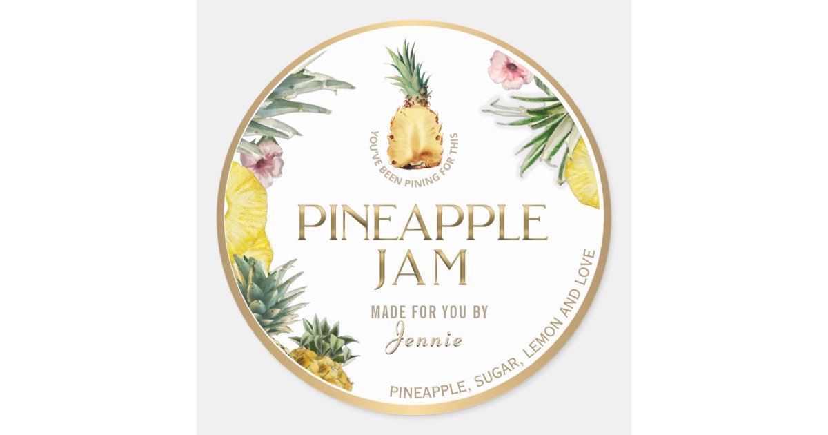 Witty Logo Design Elegant Pineapple Jam Classic Ro Classic Round ...
