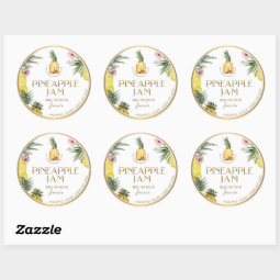 Witty Logo Design Elegant Pineapple Jam Classic Ro Classic Round ...