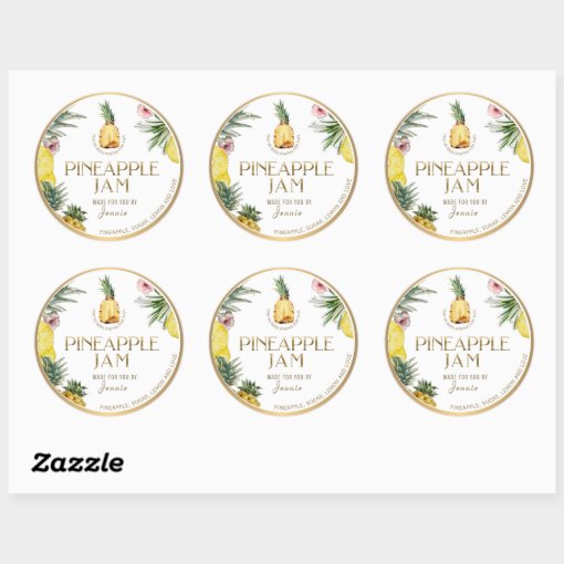 Witty Logo Design Elegant Pineapple Jam Classic Ro Classic Round ...