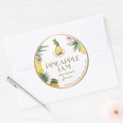 Witty Logo Design Elegant Pineapple Jam Classic Ro Classic Round ...