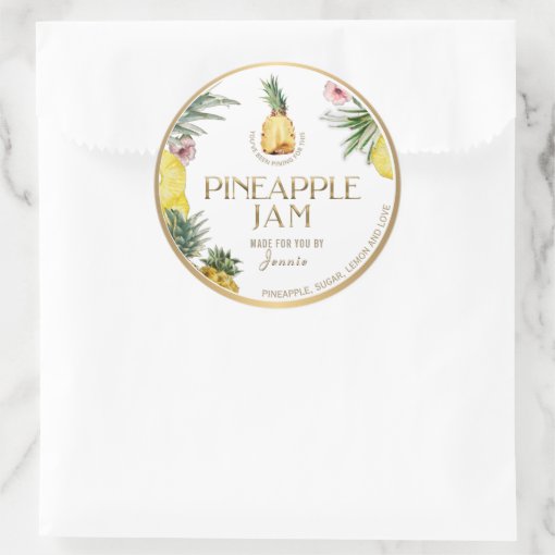 Witty Logo Design Elegant Pineapple Jam Classic Ro Classic Round ...