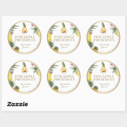 Witty Logo Design Elegant Pineapple Preserves Classic Round Sticker ...