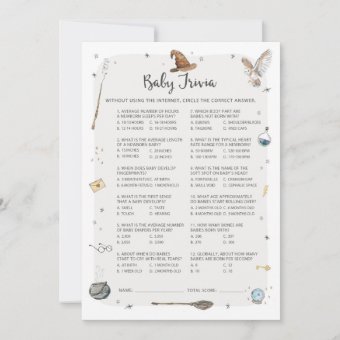 Wizard Baby Shower Baby Trivia Game Invitation | Zazzle