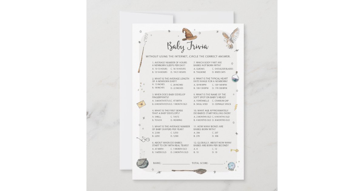 Wizard Baby Shower Baby Trivia Game Invitation | Zazzle
