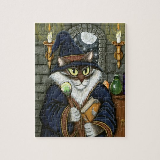 Wizard Cat Merlin Magician Magic Sorcerer Puzzle | Zazzle.com